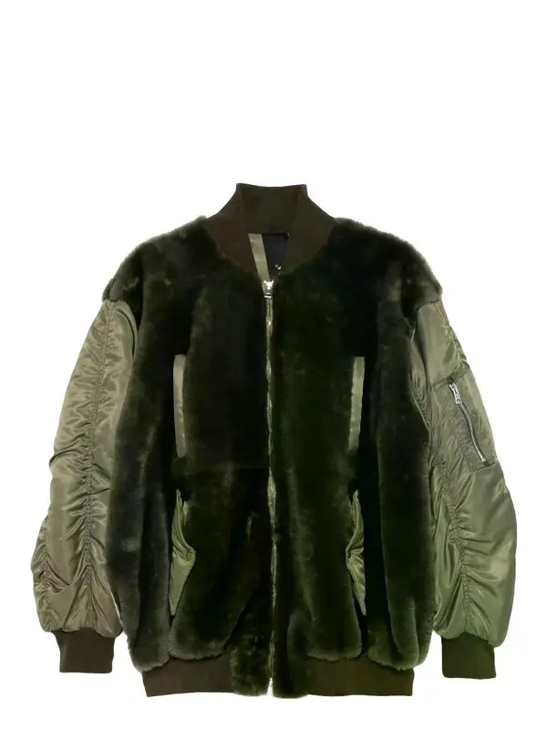 BLANCHA Shearling Bomber Jacket - Green