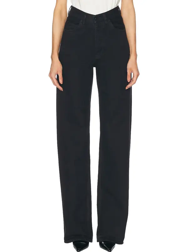 Saint Laurent High Waisted Wide Leg Jeans - Midnight Black