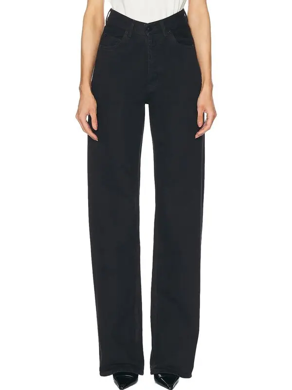 Saint Laurent High Waisted Wide Leg Jeans - Midnight Black