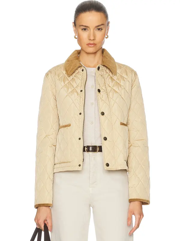 Burberry Cropped Quilted Jacket - Flax & Sand Ip Check