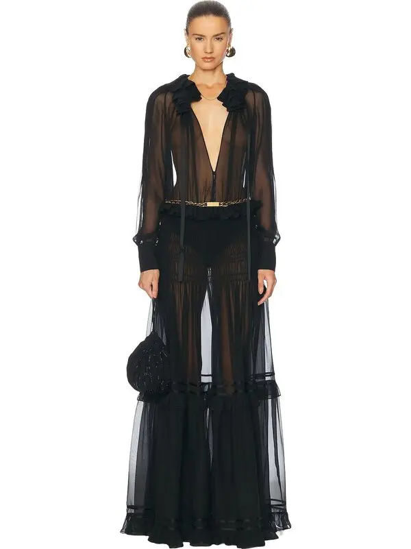 Saint Laurent Sheer Maxi Dress - Noir
