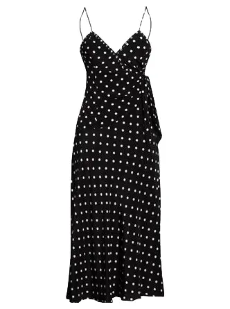 Alessandra Rich Polka-dot Crepe Midi Dress - Black