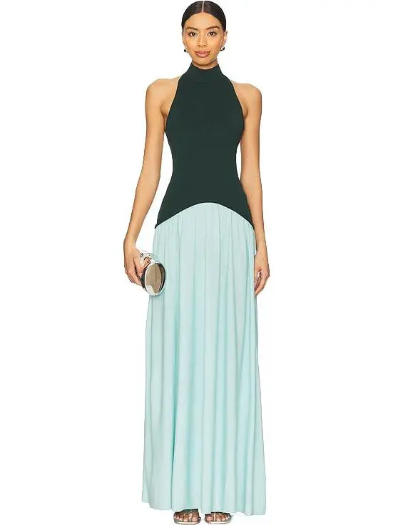 Solid & Striped Soglio Halter Dress - Evergreen & Sky