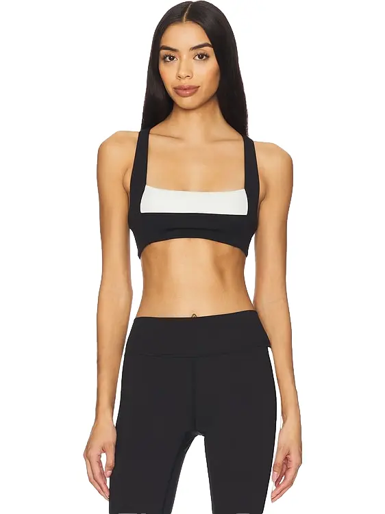 L*Space Uppercut Sports Bra In Black,white - Black & Cream