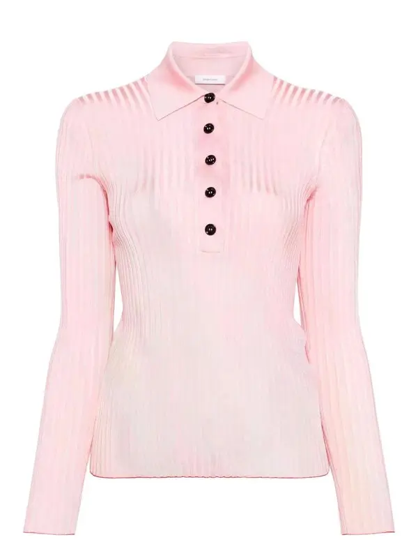 FERRAGAMO Ribbed Polo Top - Pink