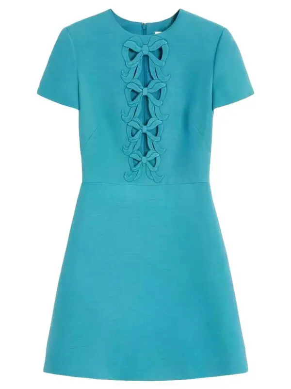 Valentino Garavani Crepe Couture Embroidered Mini Dress - Blue