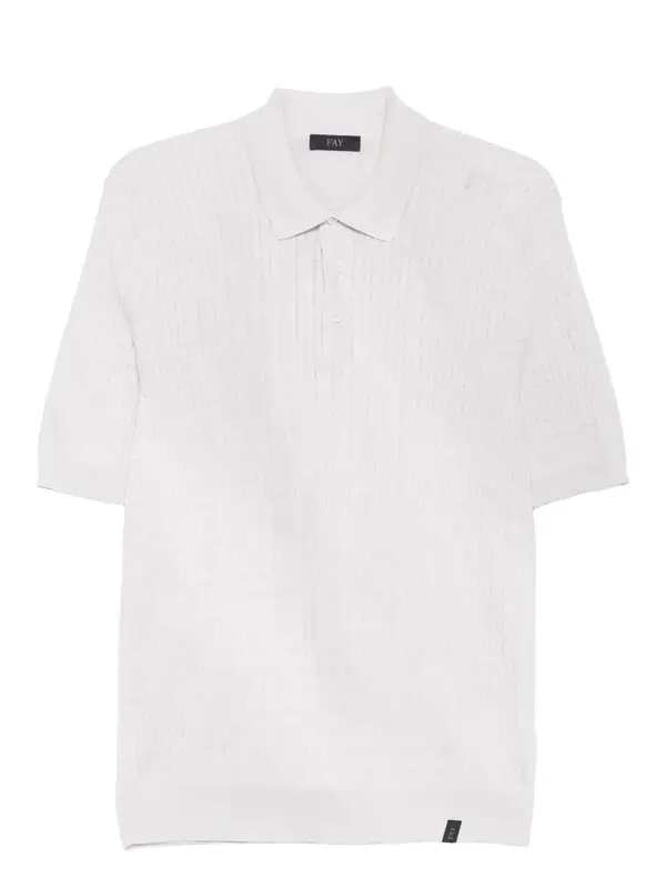 FAY Cable-knit Polo Shirt - Grey