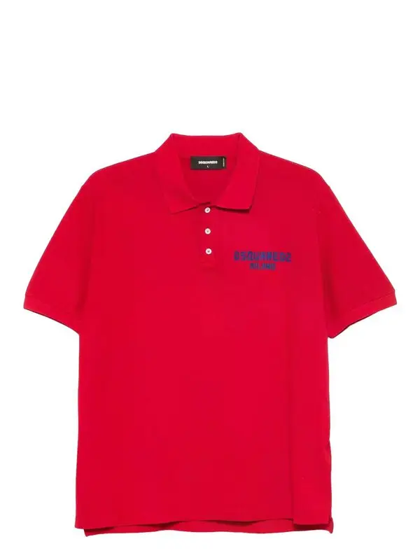 Dsquared2 Dyed Logo-patch Polo Shirt - Red