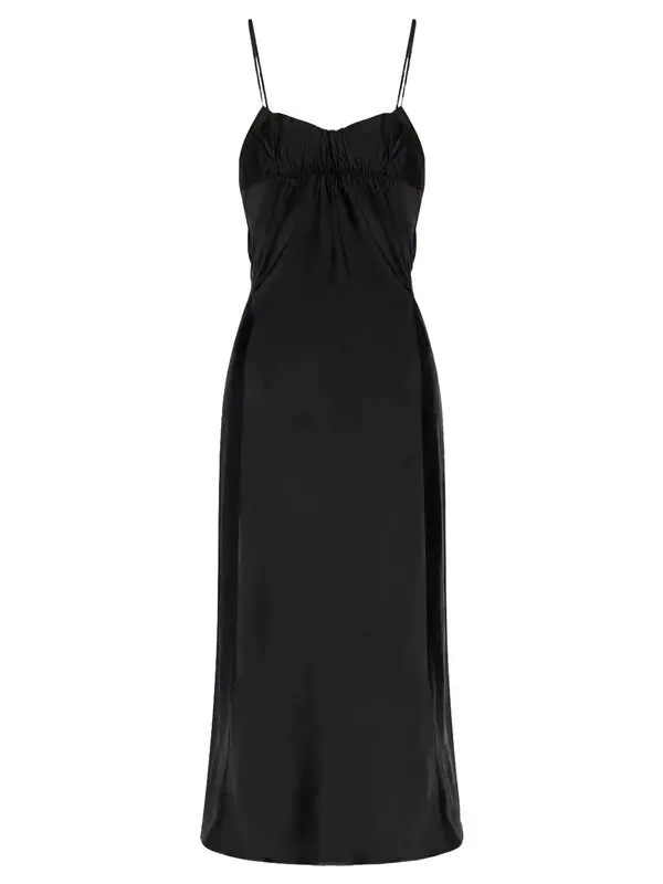 JIL SANDER Gathered Bustier Midi Dress - Black