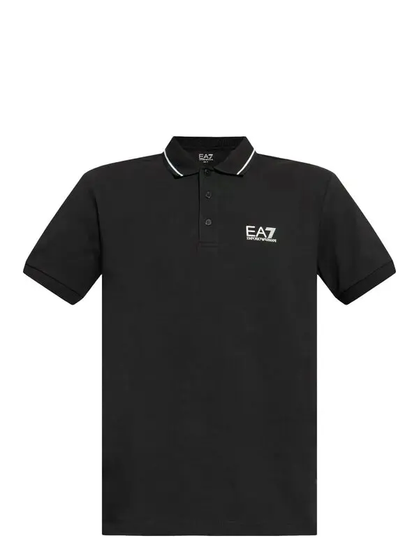 EA7 Piqué-weave Polo Shirt - Black