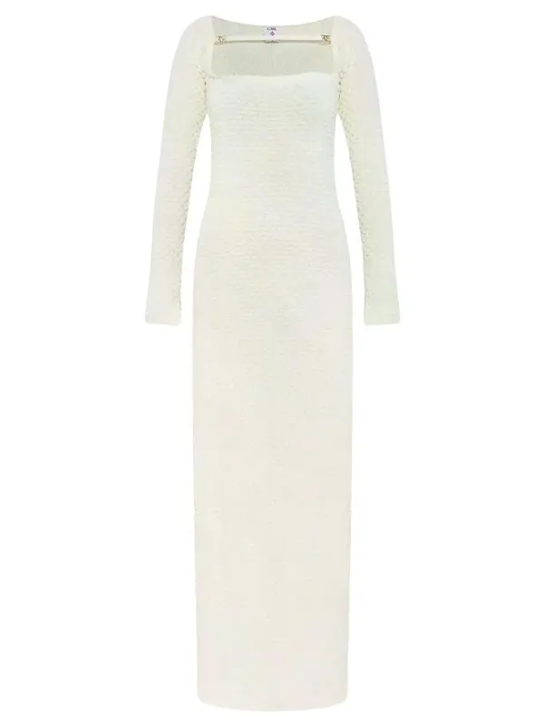 Casablanca Textured Knitted Maxi Dress - White
