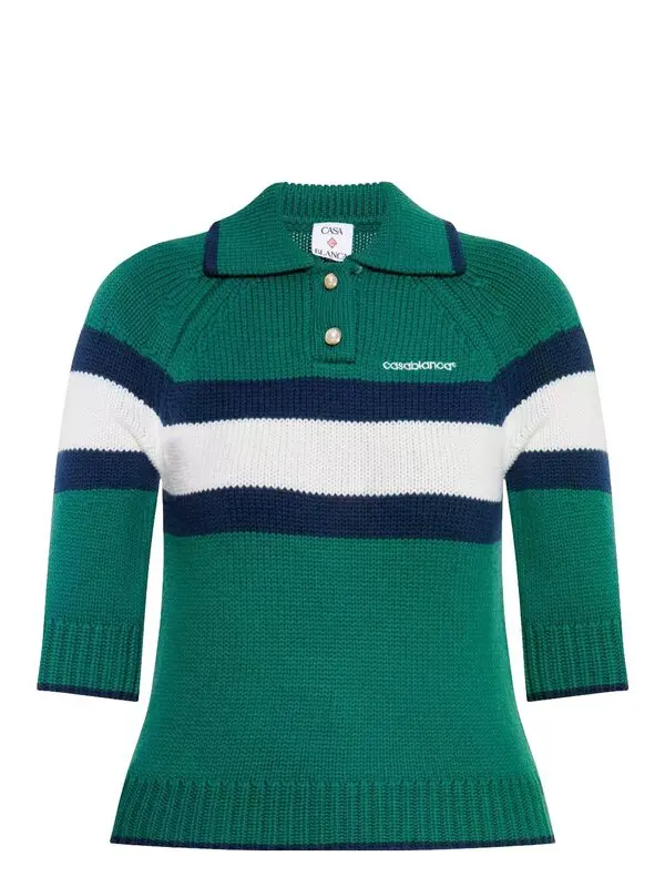 Casablanca Colour-block Polo Top - Green