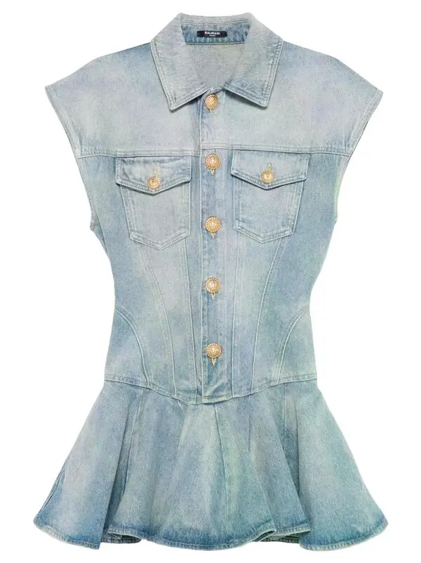 Balmain Denim Mini Dress - Blue
