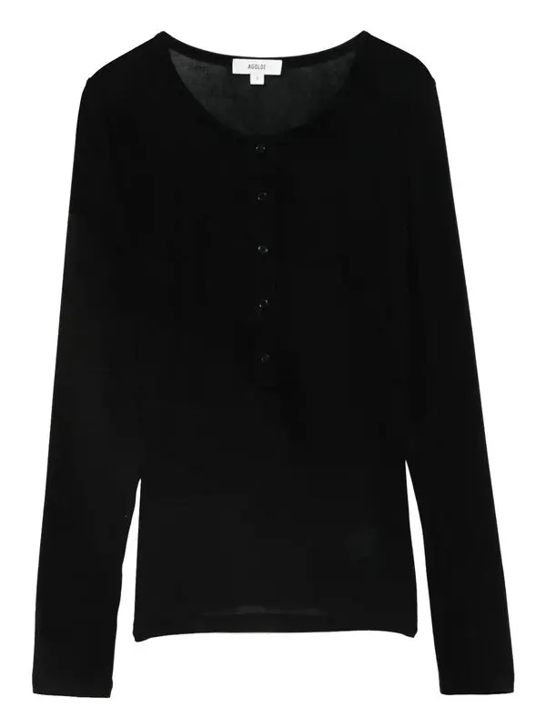 AGOLDE Faustine Henley T-shirt - Black