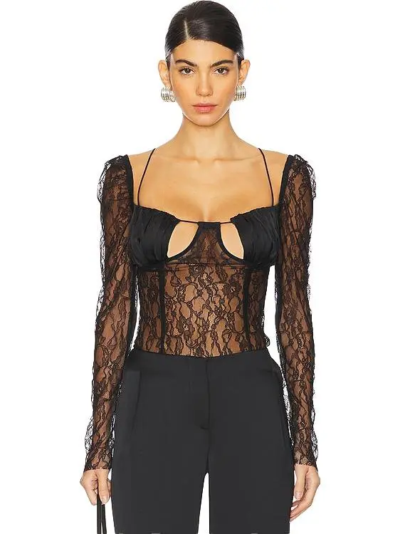 CEREN OCAK Lace Top - Black