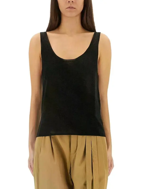 Saint Laurent Scoop-neck Top - Black