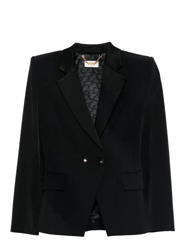 Elisabetta Franchi Satin-lapel Crepe Blazer - Black