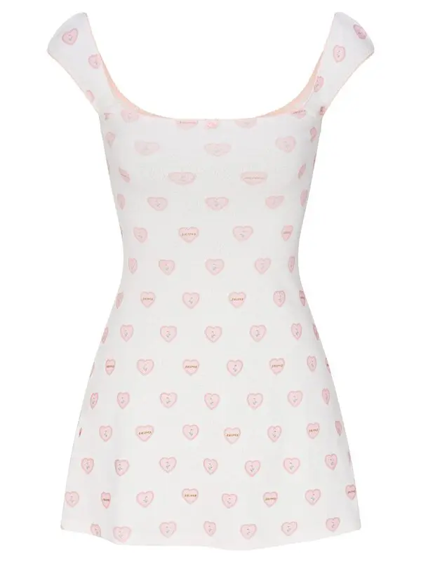 SKIMS Logo Pointelle Mini Dress - Snow Lace Hearts