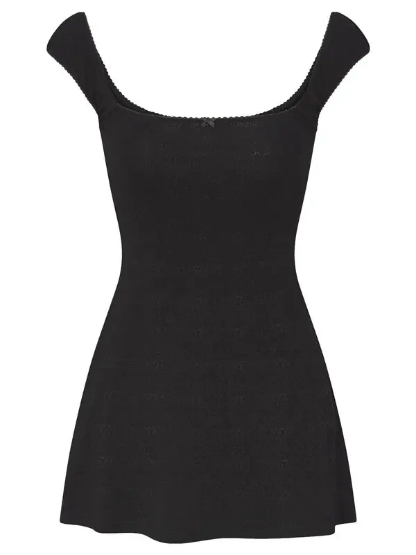 SKIMS Logo Pointelle Mini Dress - Soot