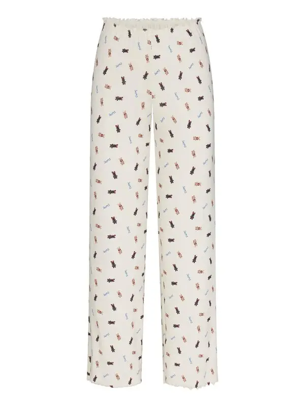SKIMS Logo Pointelle Straight Leg Pants - Marble Tossed Bunny