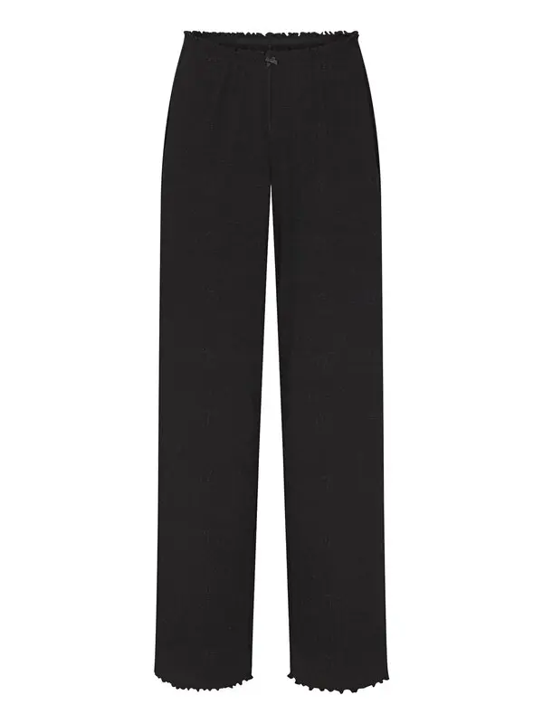 SKIMS Logo Pointelle Straight Leg Pants - Soot