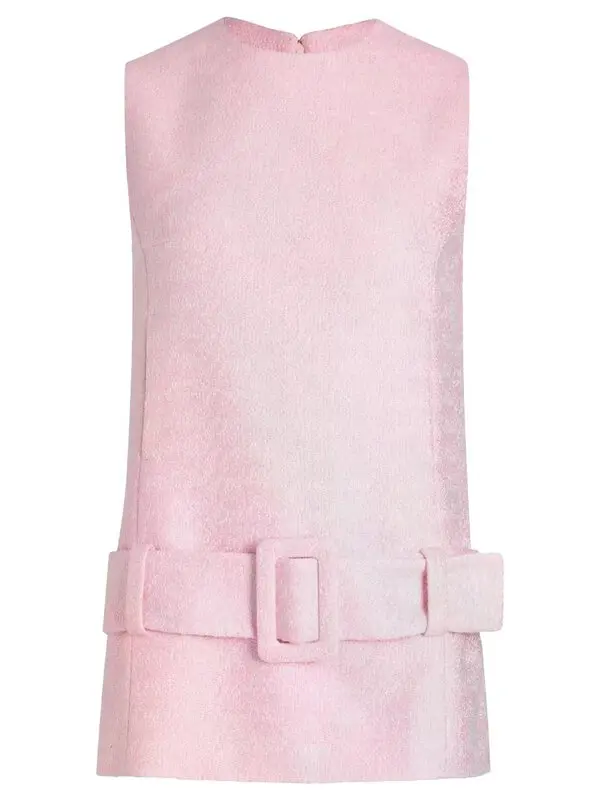 Patou Belted Tweed Mini Dress - Pink