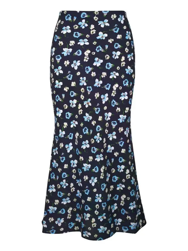 Veronica Beard Clover Floral Skirt - Blue