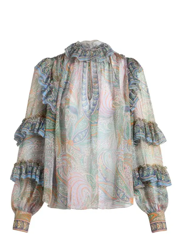 Etro Ruffled Silk Blouse - White