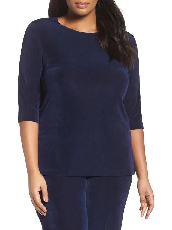 Vikki Vi Three-quarter Sleeve Top - Navy