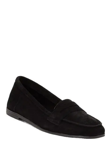 FOREVER & ALWAYS SHOES Dorothy Leather Loafer - Black Suede Leather