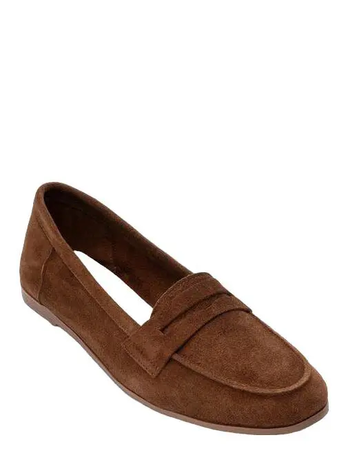 FOREVER & ALWAYS SHOES Dorothy Leather Loafer - Brown Suede Leather