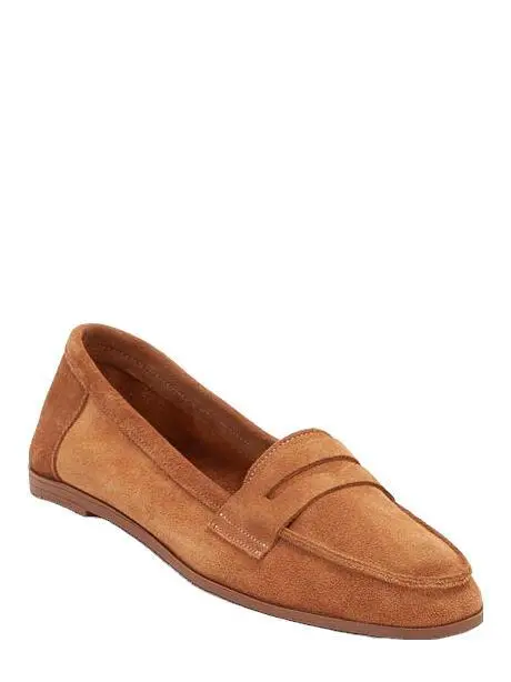 FOREVER & ALWAYS SHOES Dorothy Leather Loafer - Cognac Brown Suede Leather