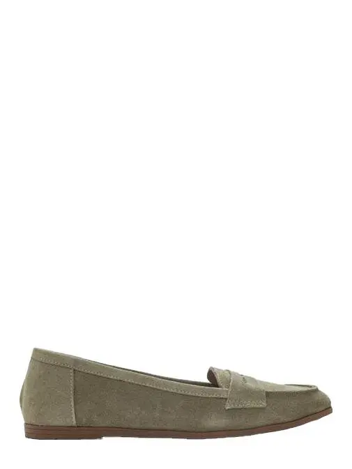 FOREVER & ALWAYS SHOES Dorothy Leather Loafer - Light Green Suede Leather