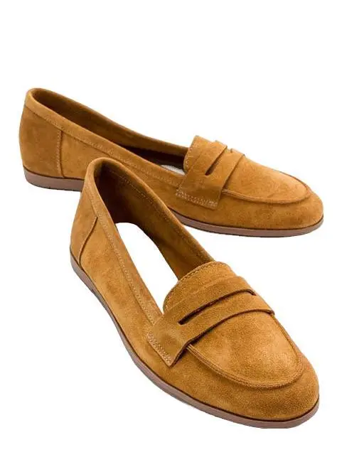 FOREVER & ALWAYS SHOES Dorothy Leather Loafer - Mustard Suede