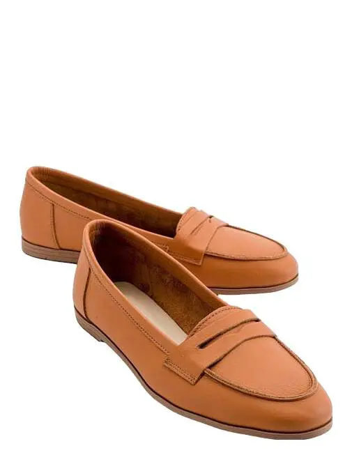 FOREVER & ALWAYS SHOES Dorothy Leather Loafer - Orange Leather