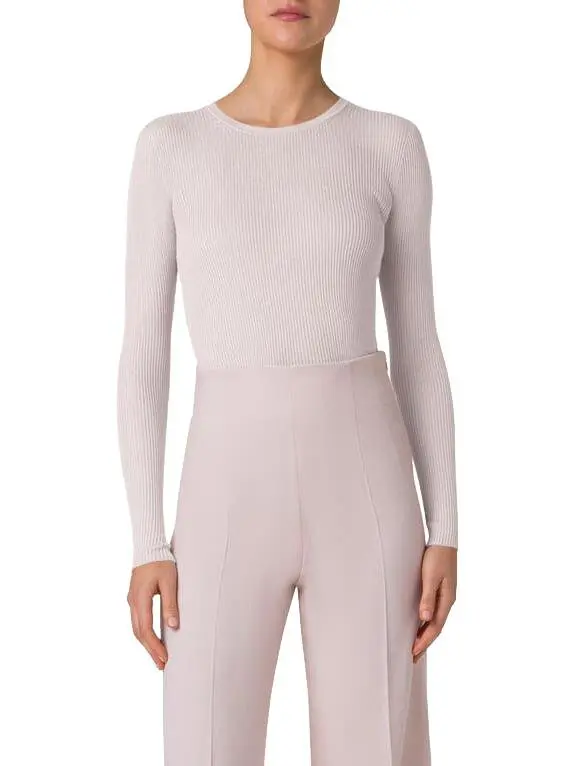 Akris Seamless Silk & Cotton Ribbed Sweater - Pale Pink