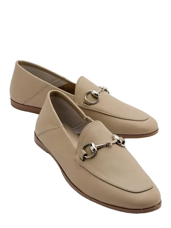 FOREVER & ALWAYS SHOES Forever & Always Penny Leather Horsebit Loafers - Dark Beige Leather