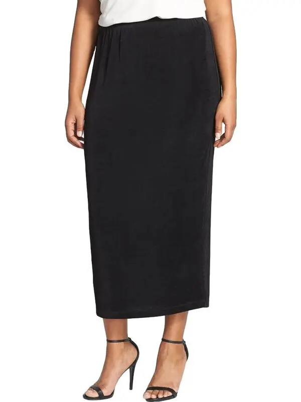 Vikki Vi Stretch Knit Straight Maxi Skirt - Black