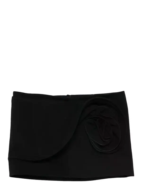 Magda Butrym Rose-appliqué Mini Skirt - Black