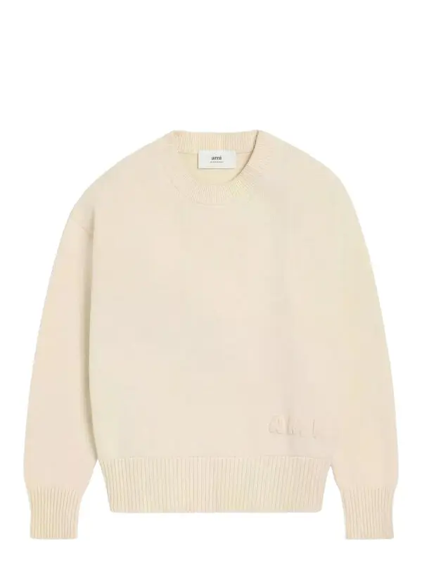 Ami Logo-embroidered Sweater - Neutrals