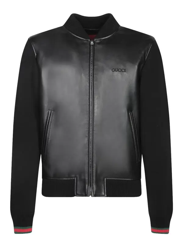 Gucci Nappa Leather Bomber Jacket - Black