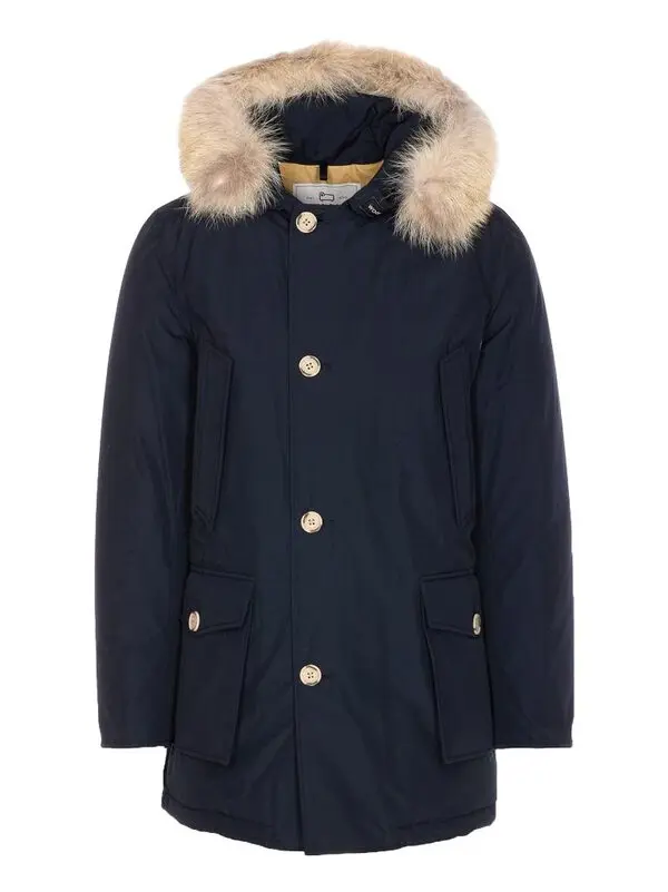 Woolrich Parka With Removable Fur Detail - Blue