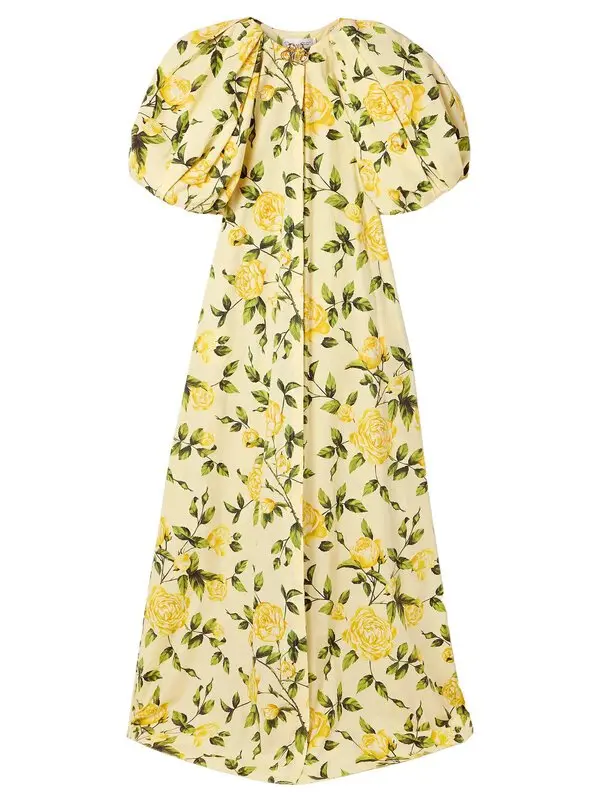 Oscar De La Renta Embellished Floral-print Gown - Yellow