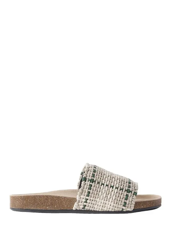 JW Anderson Checked Waxed-cotton Slides - Off-white