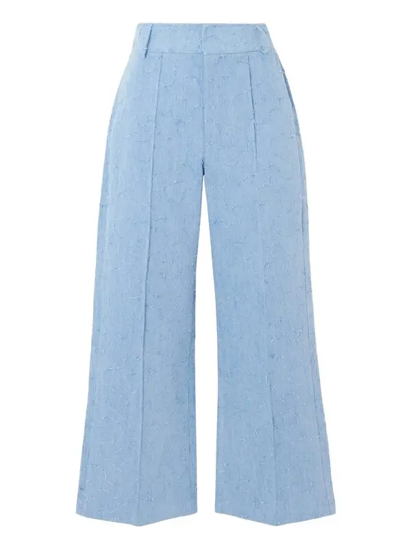 DESTREE Yoshimoto Frayed High-rise Wide-leg Jeans - Blue