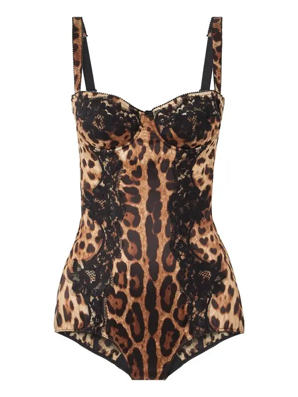 Dolce & Gabbana Lace-trimmed Leopard-print Bodysuit - Animal Print