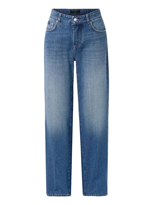 Dolce & Gabbana Appliquéd High-rise Straight-leg Jeans - Blue