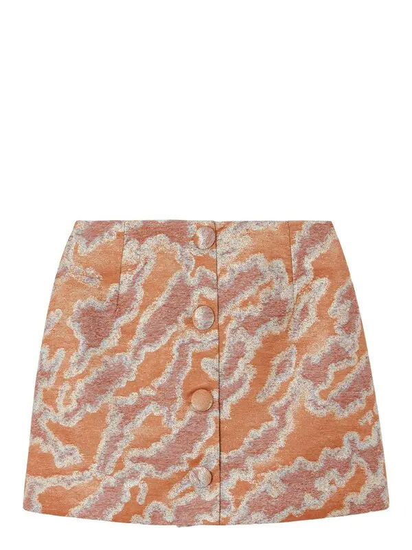 DESTREE Lucio Metallic Jacquard Mini Skirt - Orange