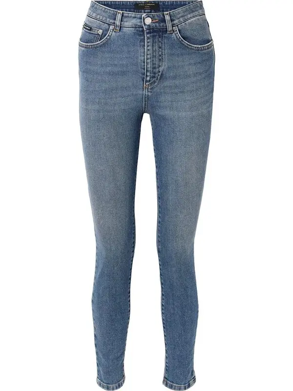 Dolce & Gabbana Appliquéd High-rise Skinny Jeans - Blue