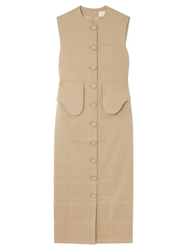 DESTREE Laetitia Checked Cotton-jacquard Midi Dress - Neutrals